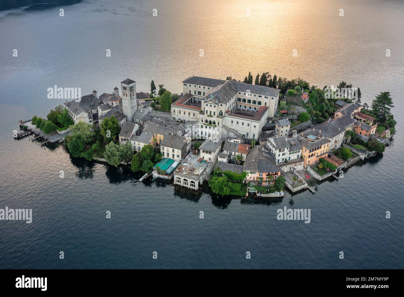 San Giulio Island, Lake Orta, Lago d'Orta, Piedmont, Italy Stock Photo ...