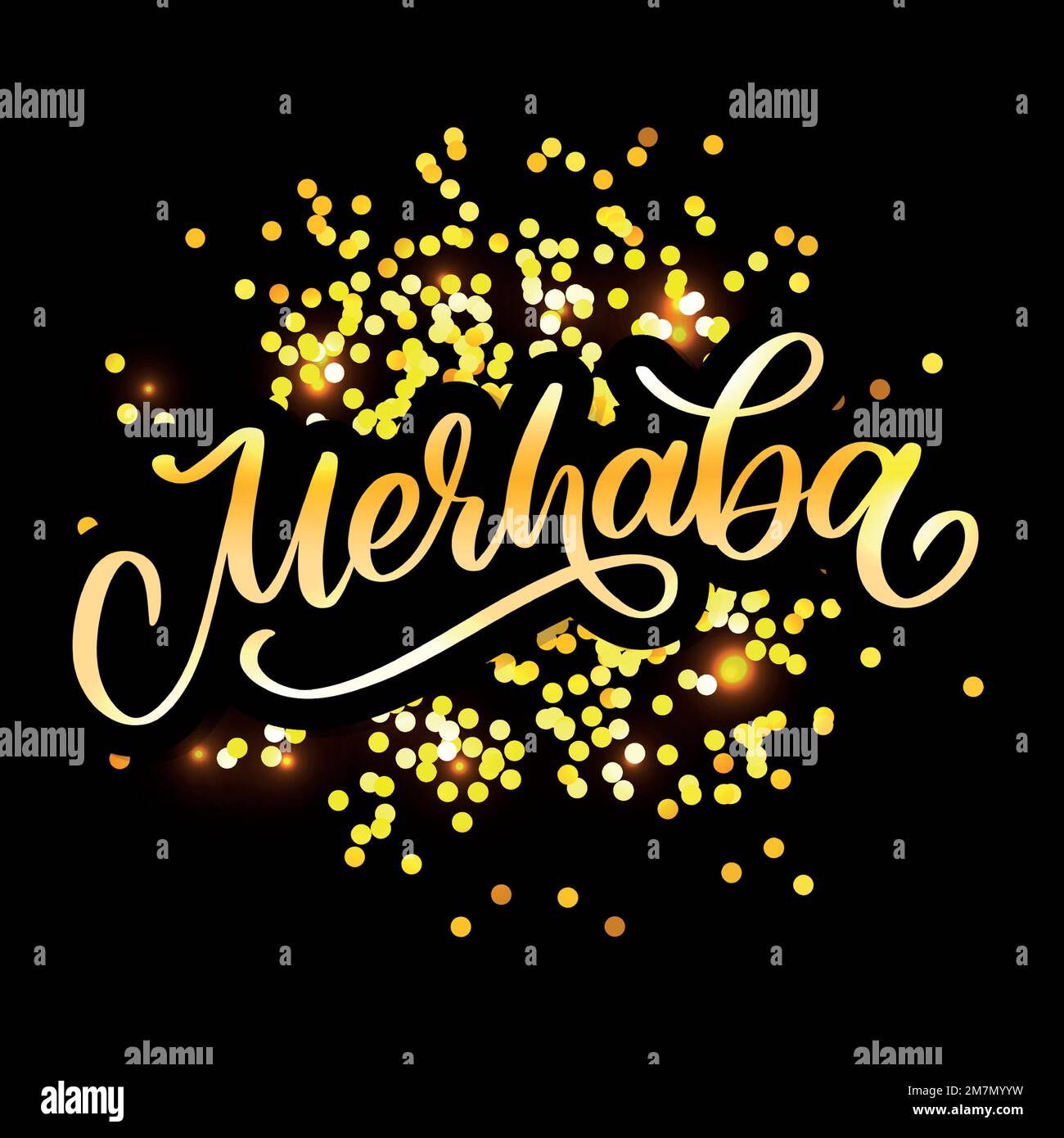 Merhaba Hand Drawn Black Vector Calligraphy Isolated on White ...