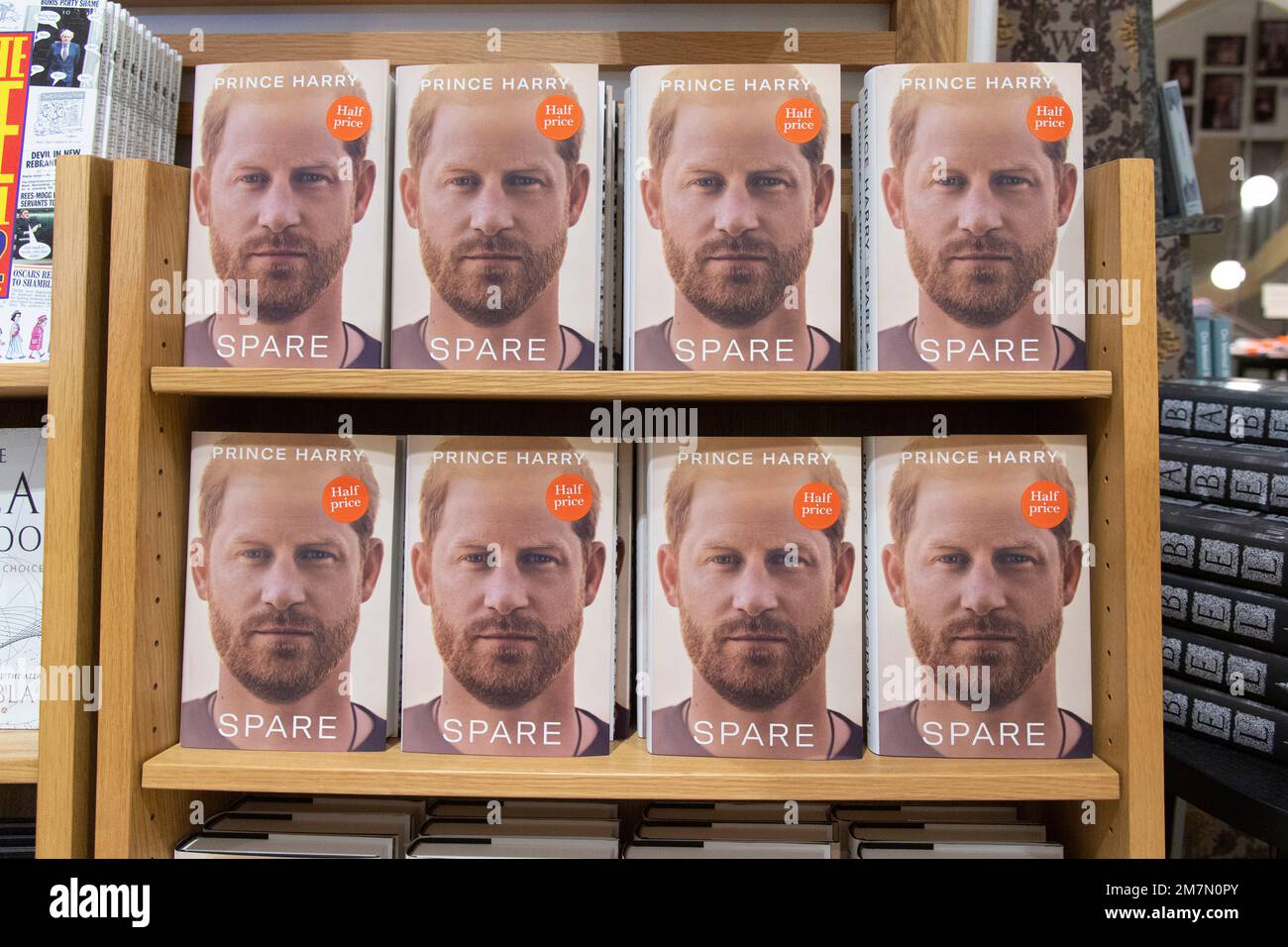10 January 2023. London, UK. Copies of the Prince Harry autobiography ...