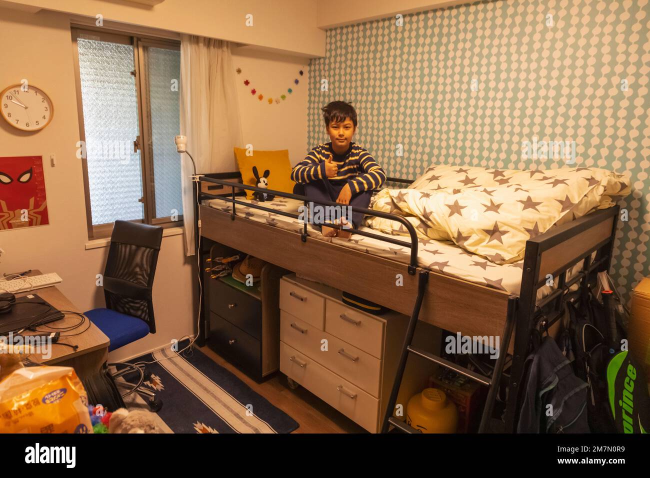 Japan, Honshu, Tokyo, Young Japanese Boy Sitting in Typical Japanese ...