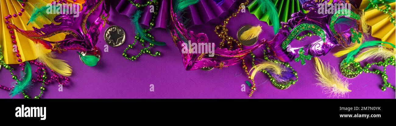 Mardi Gras colorful holiday greeting card background with festival ...