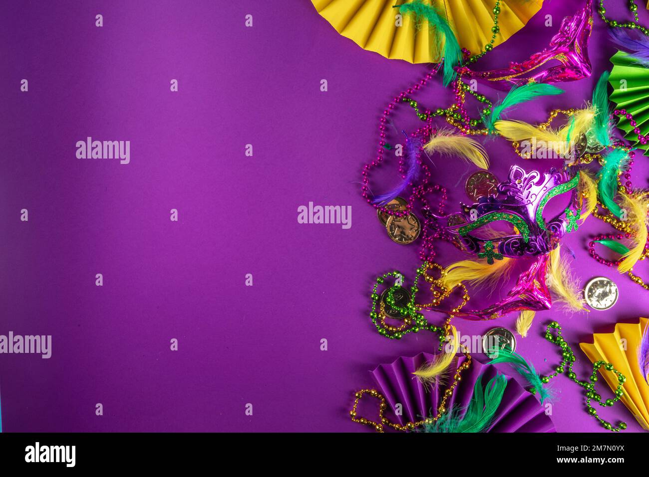 Mardi Gras colorful holiday greeting card background with festival ...