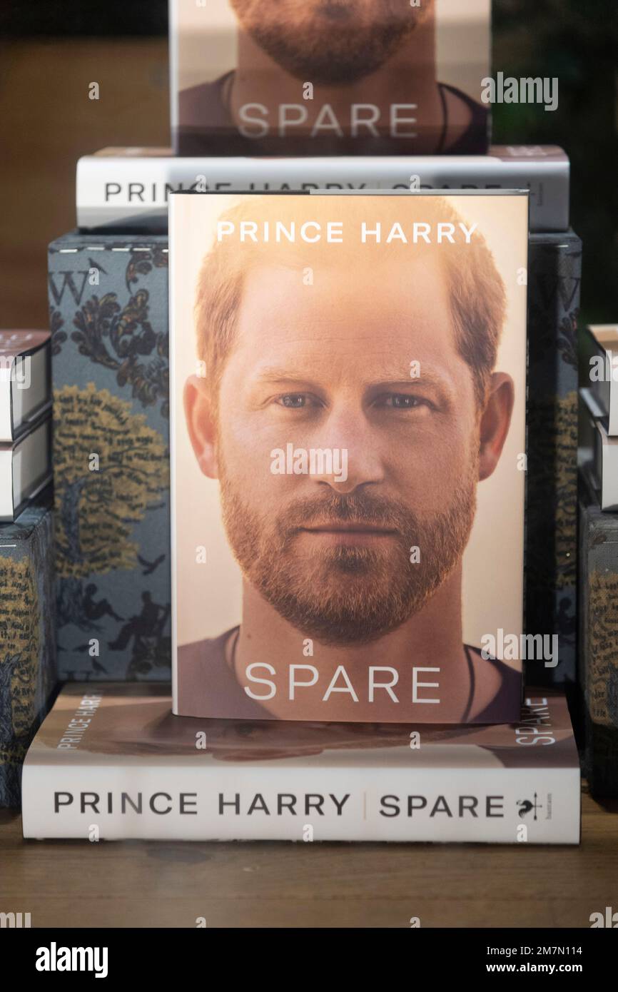 10 January 2023. London, UK. Copies of the Prince Harry autobiography ...