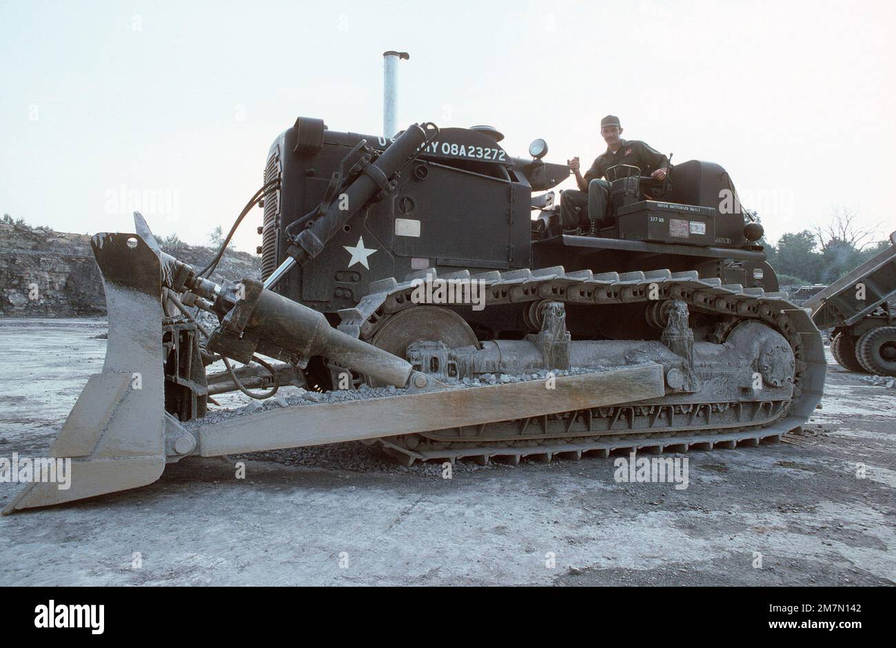 A US Army engineer operates a bulldozer. Country: Unknown Stock Photo ...