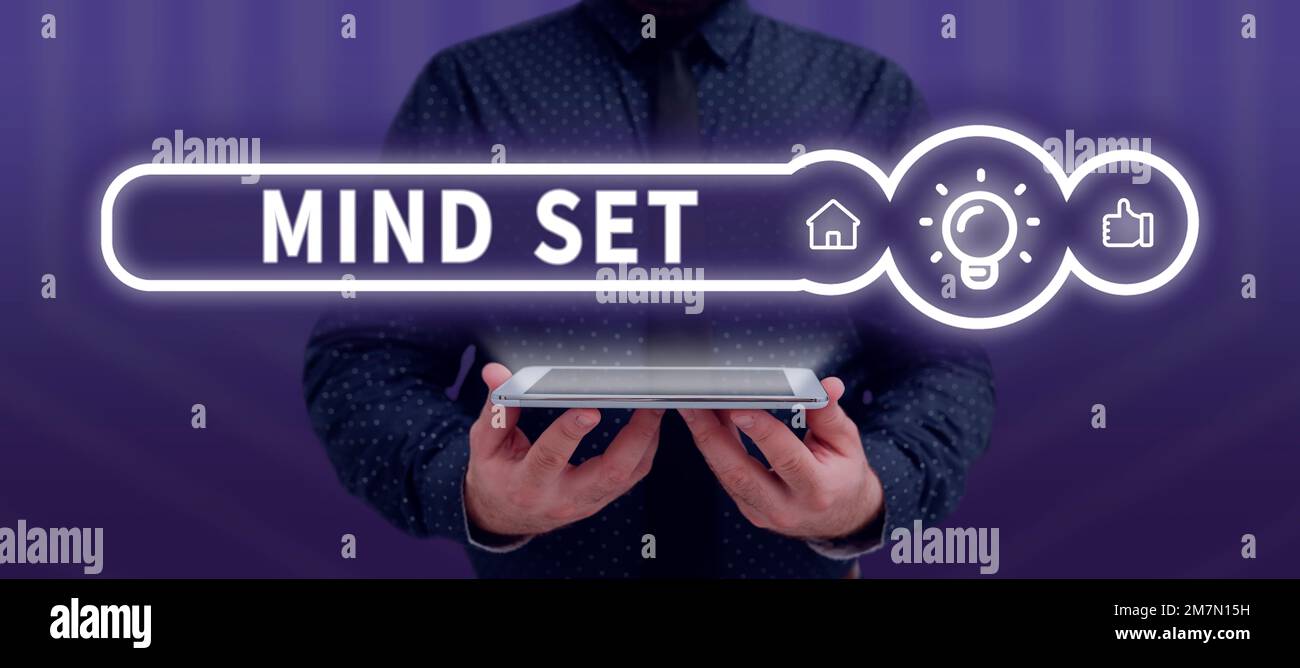 Conceptual caption Mind Set, Business concept A standard thought of a ...