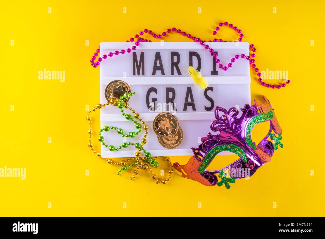 Mardi Gras colorful holiday greeting card background with festival ...