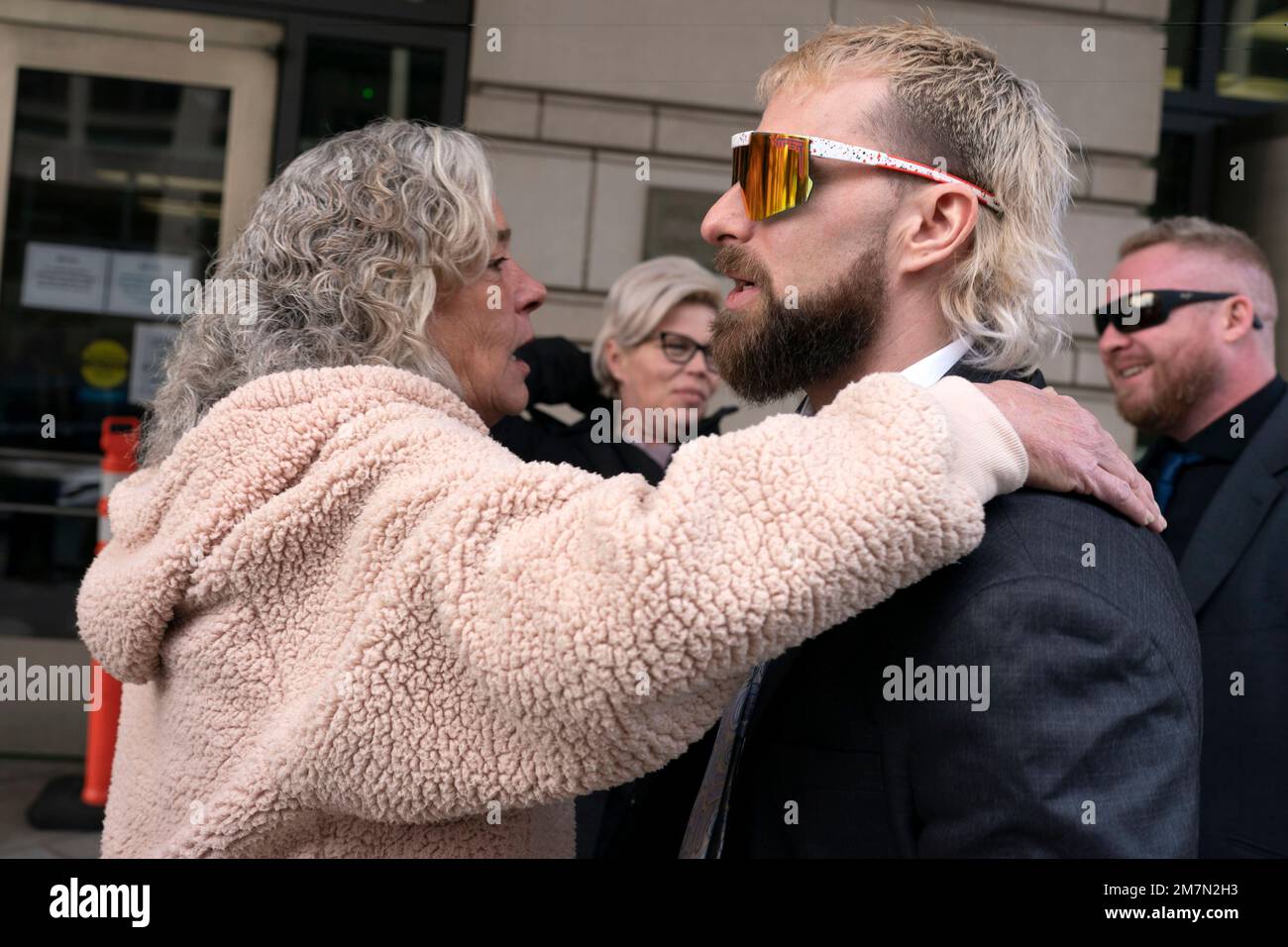 Micki Witthoeft, mother of Ashli Babbitt gives a hug to ,Anthime "Baked ...