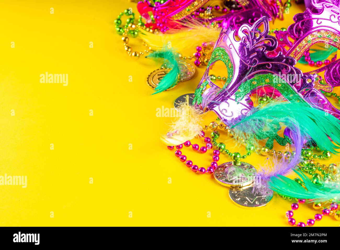 Mardi Gras colorful holiday greeting card background with festival ...