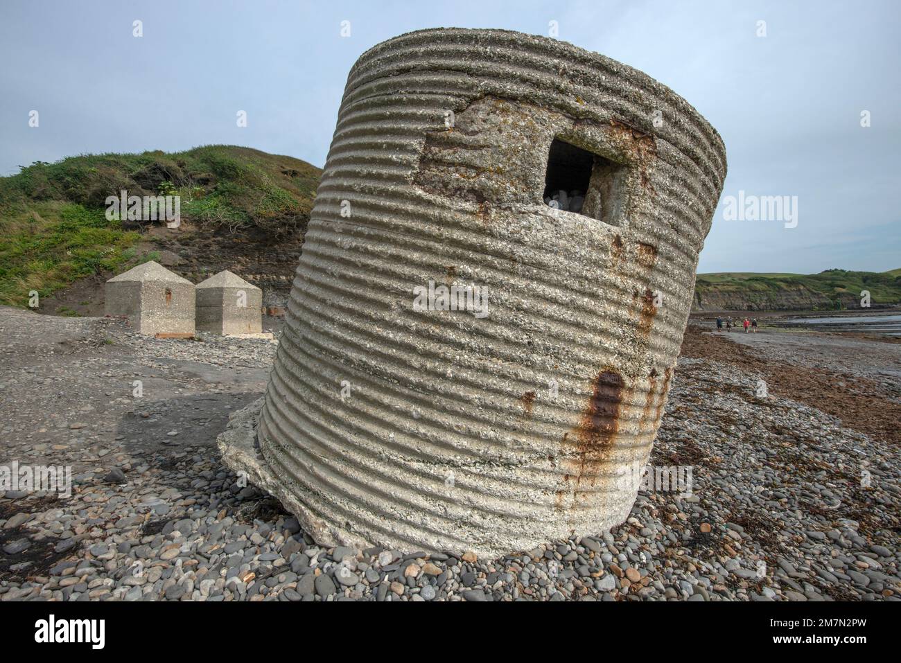 WW2 concrete anti-tank blocks, aka dragon's teeth, together with a WW2 ...