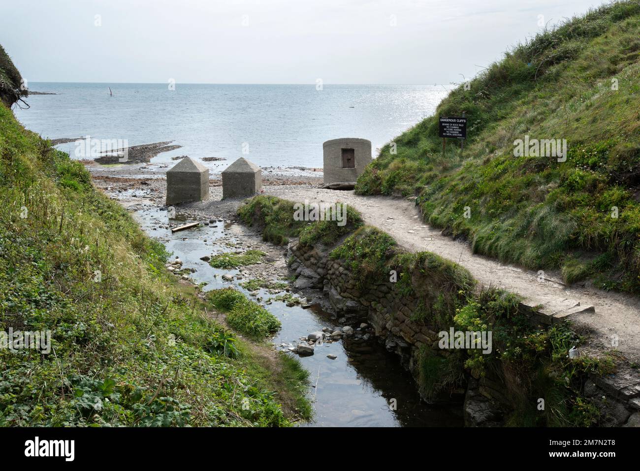 WW2 concrete anti-tank blocks, aka dragon's teeth, together with a WW2 ...