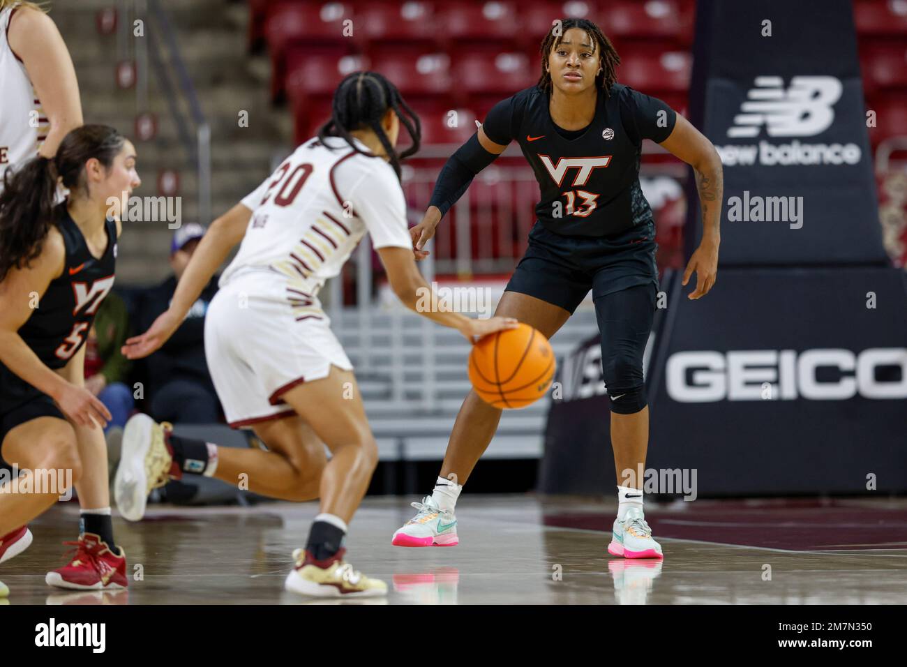 Virginia Tech forward Taylor Soule (13) prepares to defend Boston ...