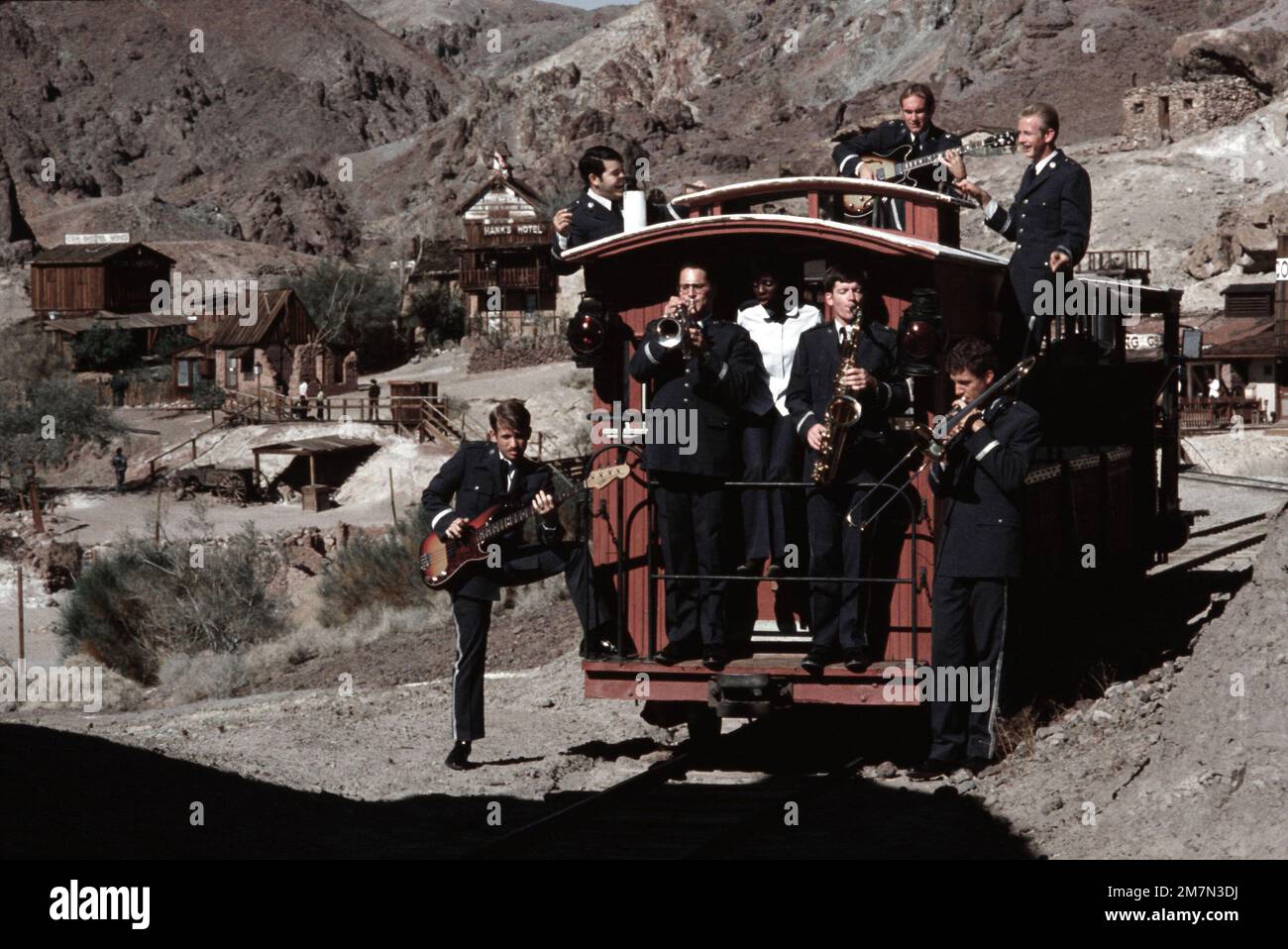 Members of the 15th Air Force Rock Band "Freeflight" pose for publicity ...