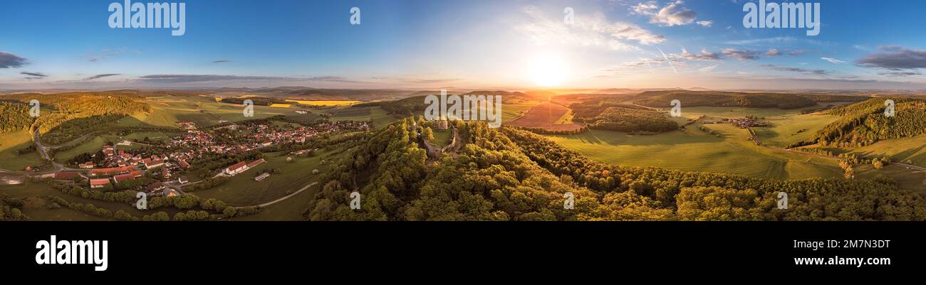 Germany, Thuringia, Meiningen, Henneberg, Henneburg castle ruin ...
