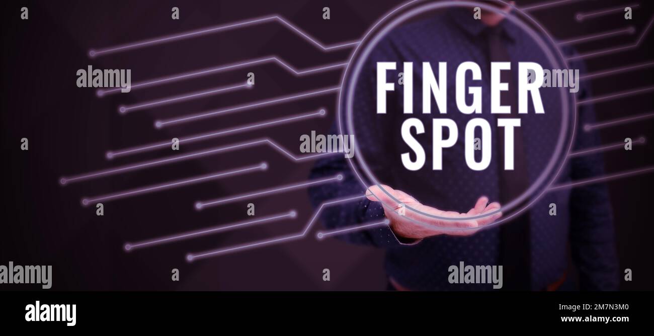Writing displaying text Finger Spot. Conceptual photo Small fluid ...