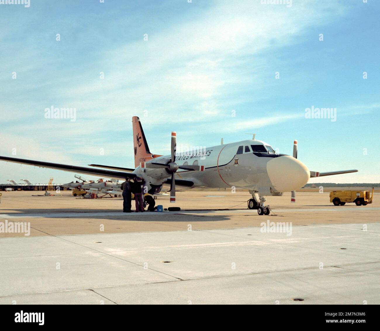 Right front view of a Marine TC-4C, classroom aircraft, used to train ...