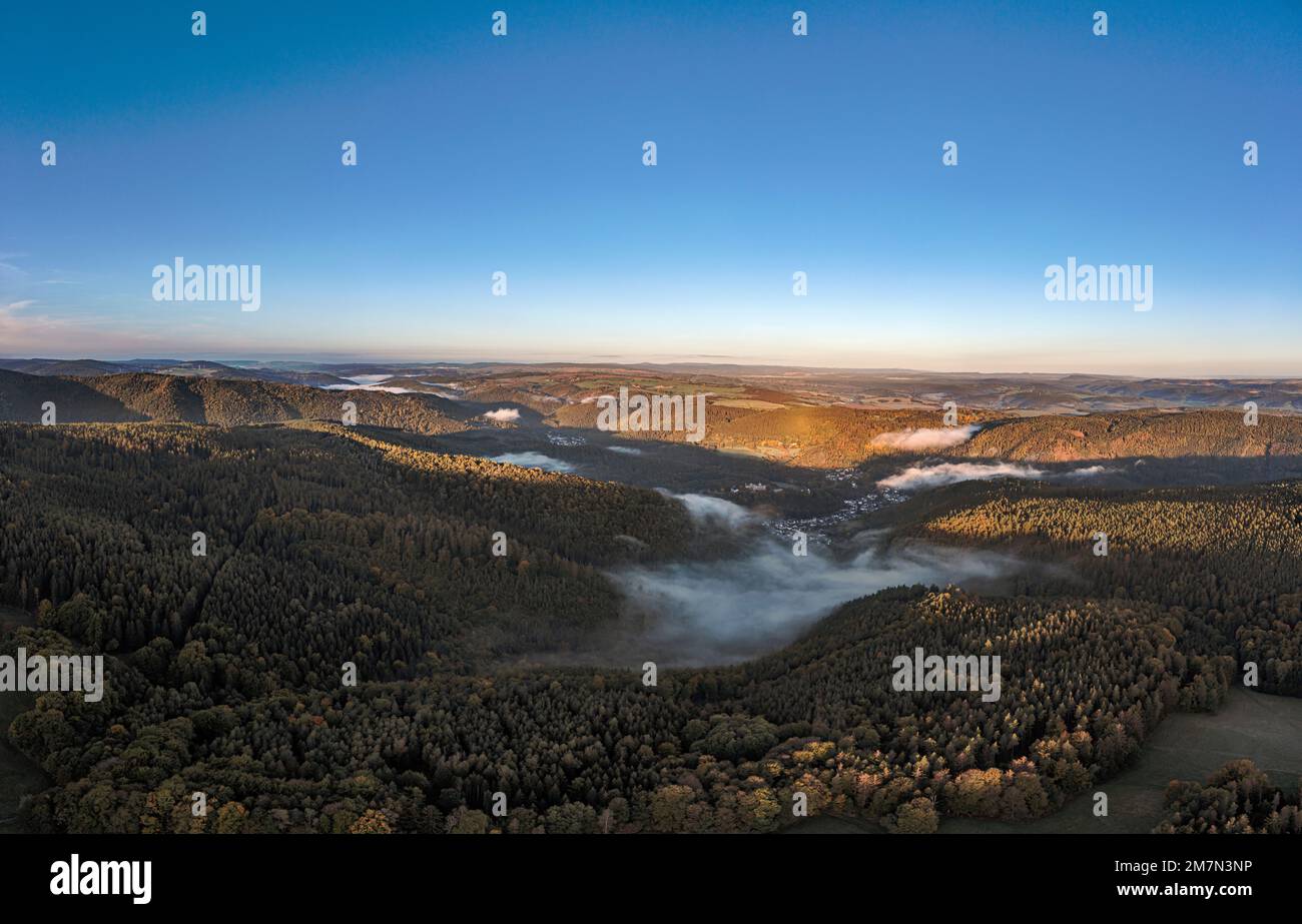 Germany, Thuringia, Schwarzburg, Schwarzatal overview, small town ...