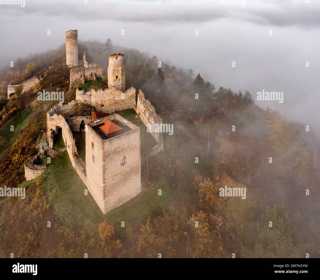 Brandenburg castle ruin rises from a sea of clouds hi-res stock ...