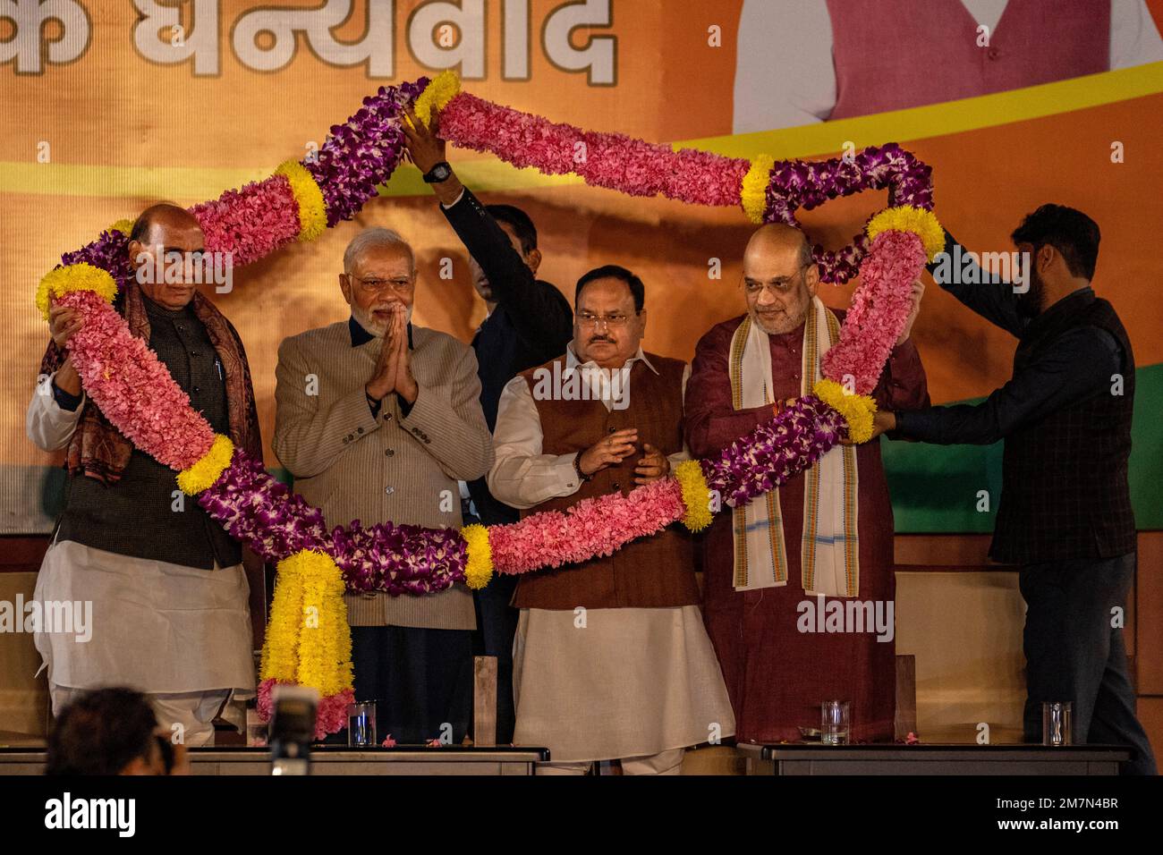 Indian Prime Minister Narendra Modi, centre left, Bharatiya Janata ...