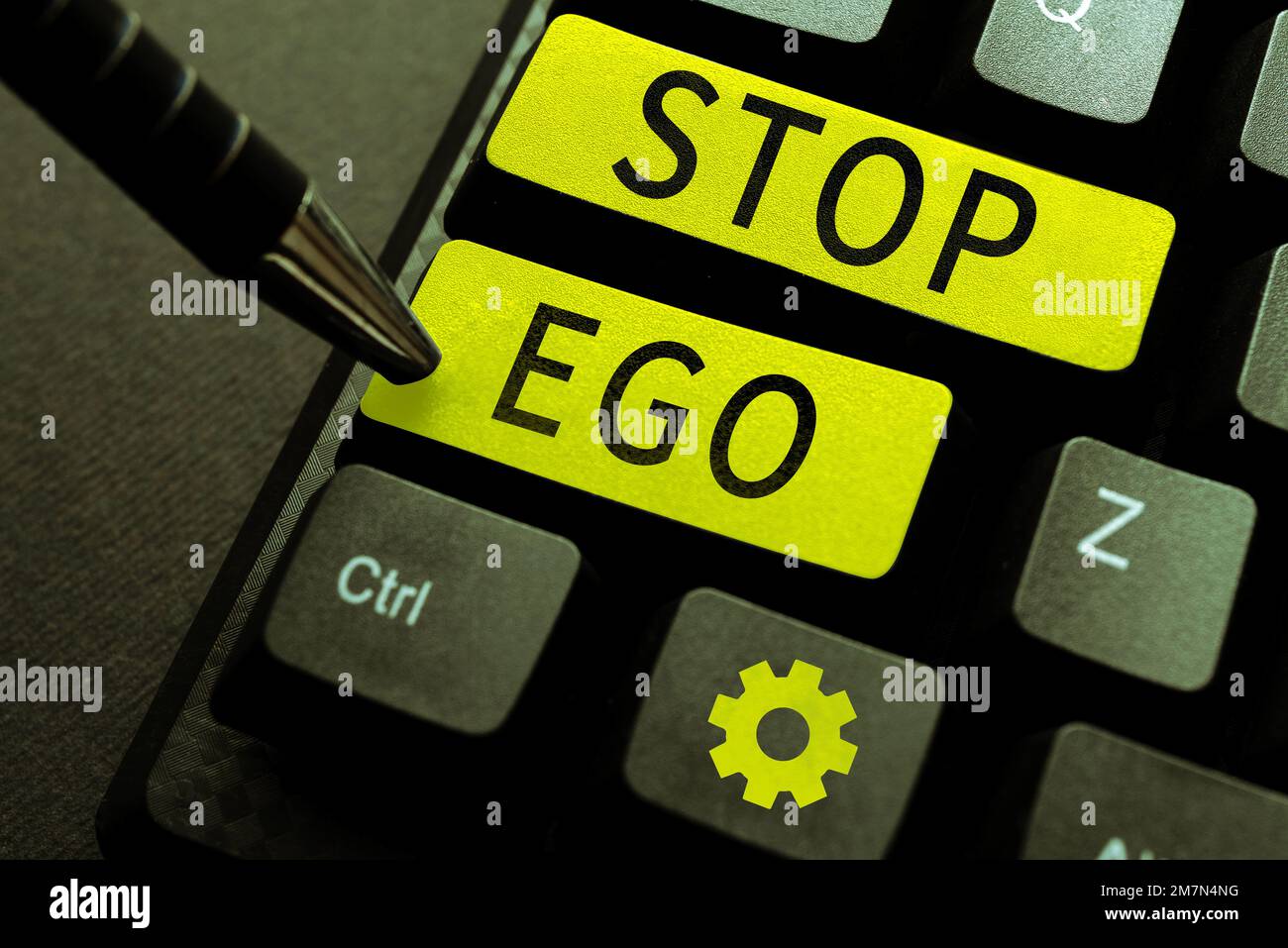 Sign displaying Stop Ego. Business approach Control your obsession ...