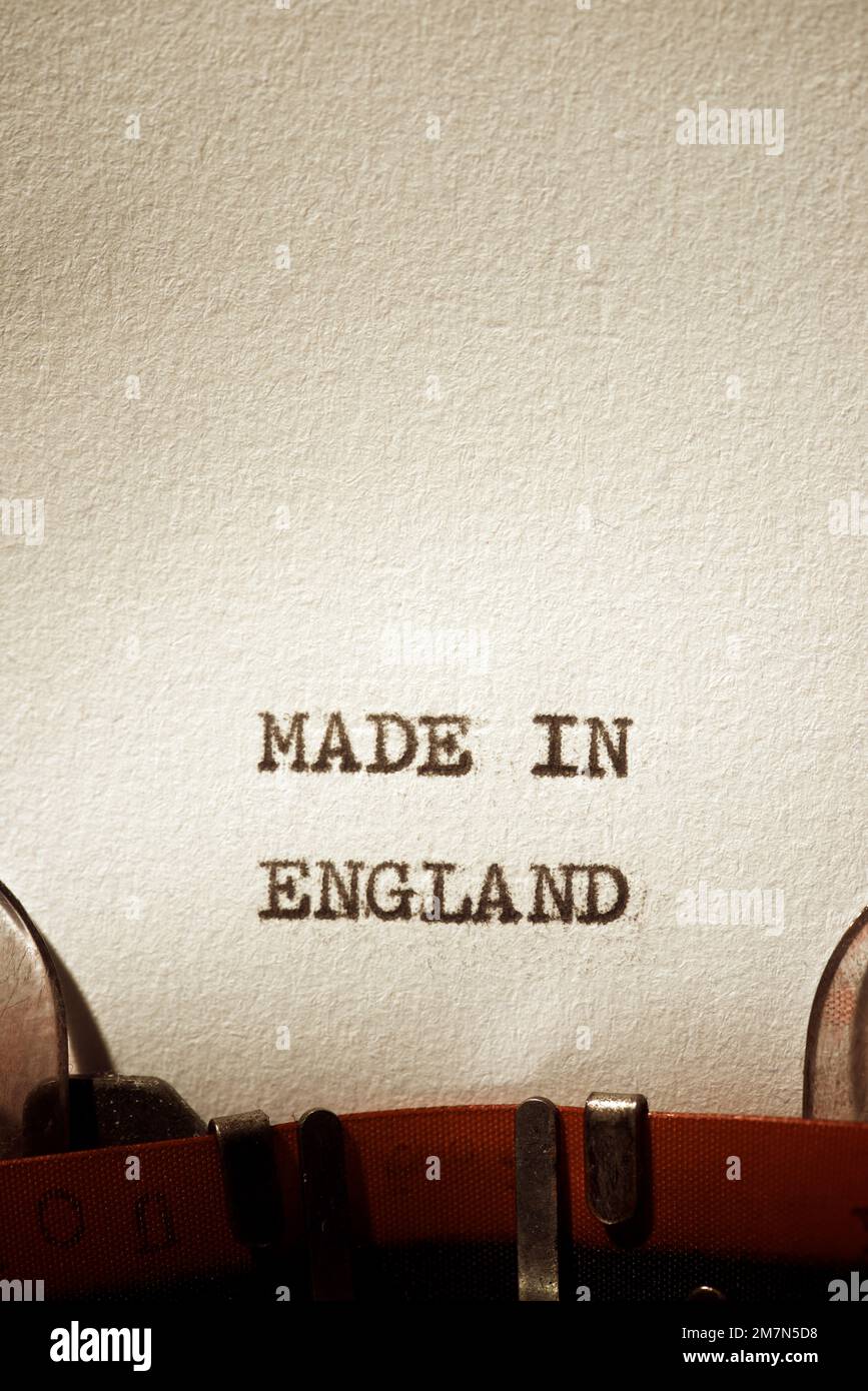 The sentence, made in England, written with a typewriter Stock Photo ...