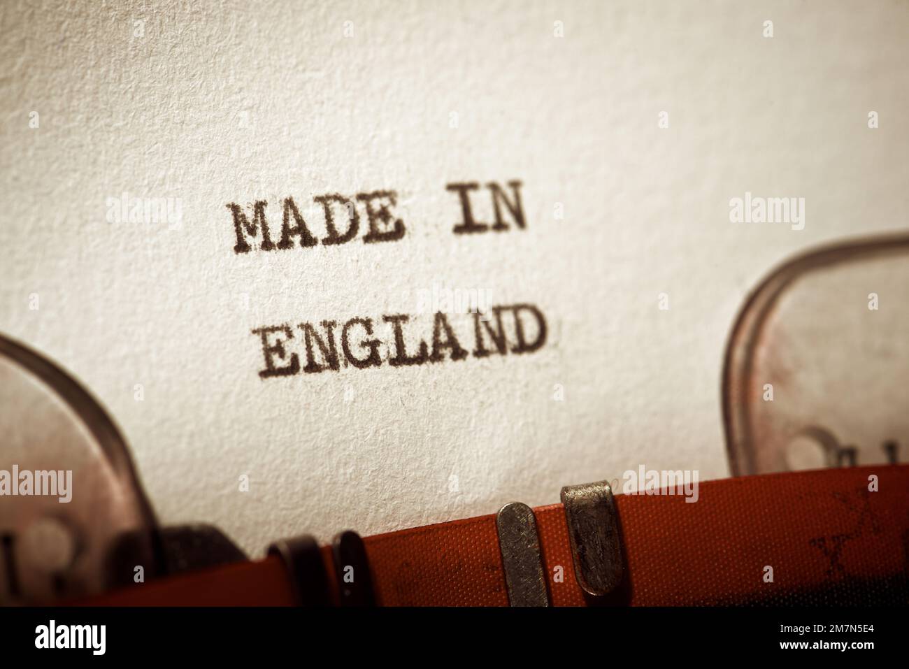 The sentence, made in England, written with a typewriter Stock Photo ...