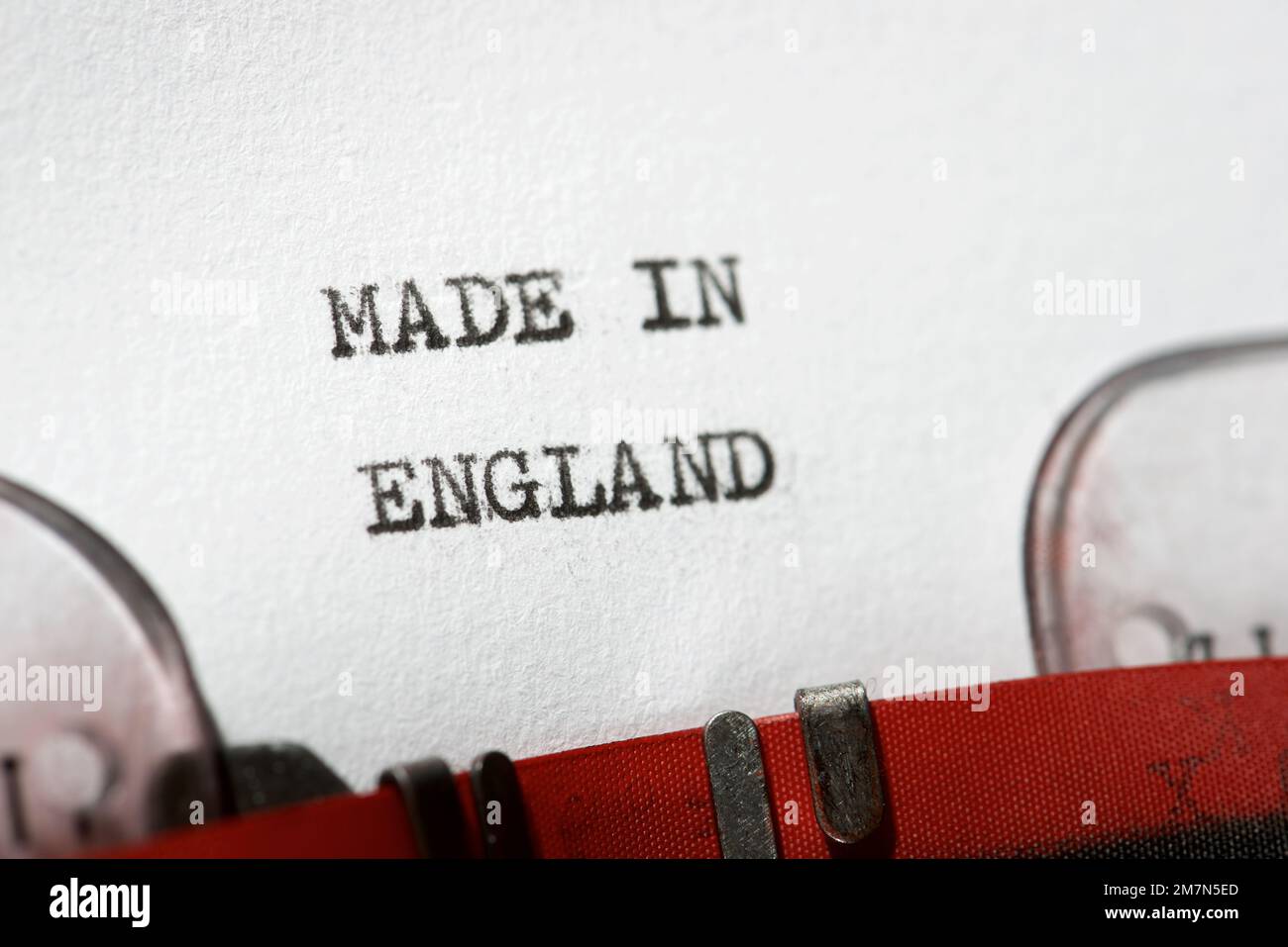 The sentence, made in England, written with a typewriter Stock Photo ...