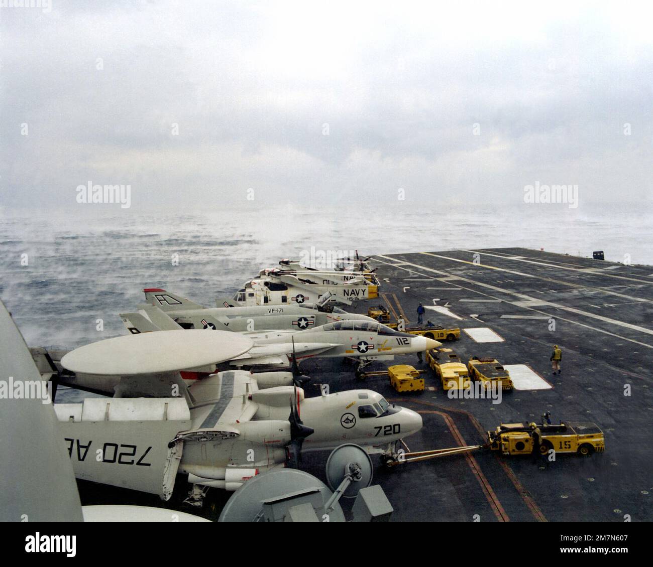 A view of an E-2 Hawkeye aircraft, and F-17 Tomcat aircraft, an F-4 ...