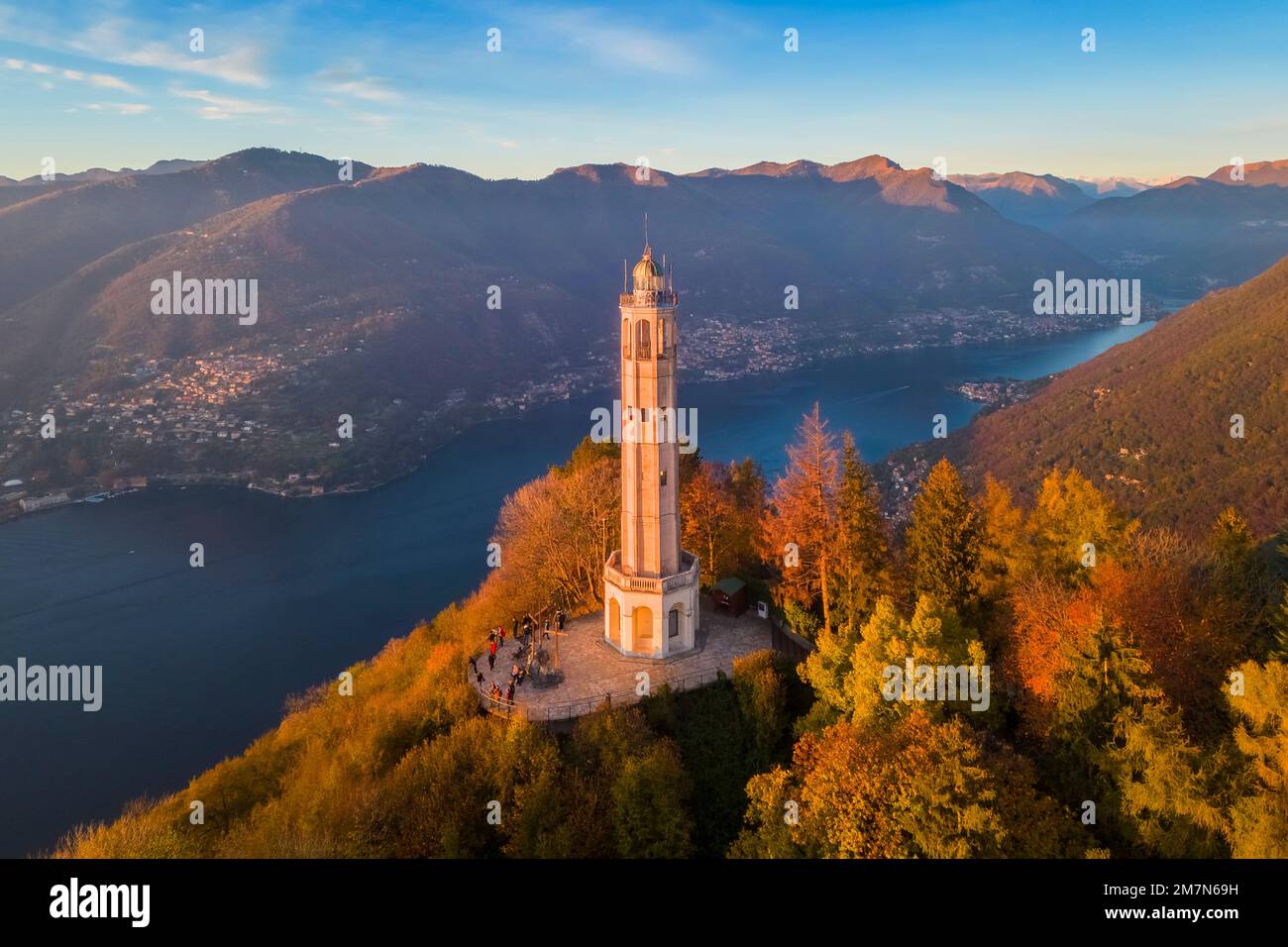 Aerial view of the Faro Voltiano (Volta Lighthouse) of Brunate ...