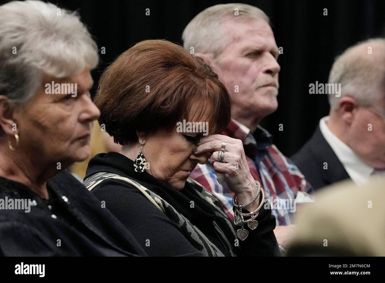 Debra Wyatt, center, the daughter of murder victims AJ and Patsy ...