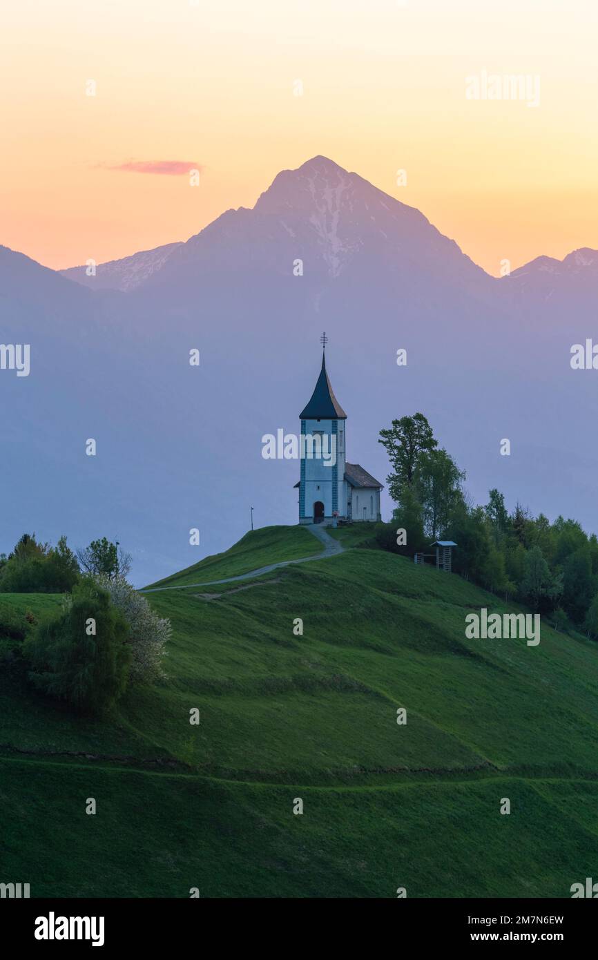 The iconic Jamik church, with Mount Triglav on the background at ...