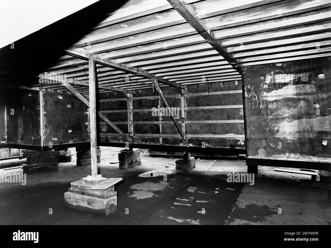 An interior view of the radar, IFF and combat information center space ...