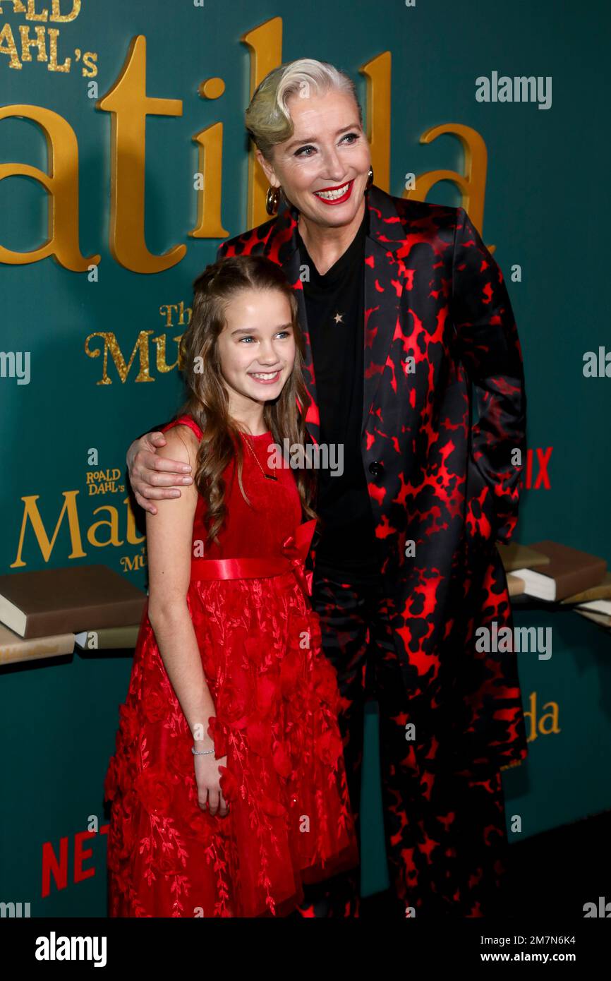 Actors Alisha Weir, left, and Emma Thompson, right, attend a special ...