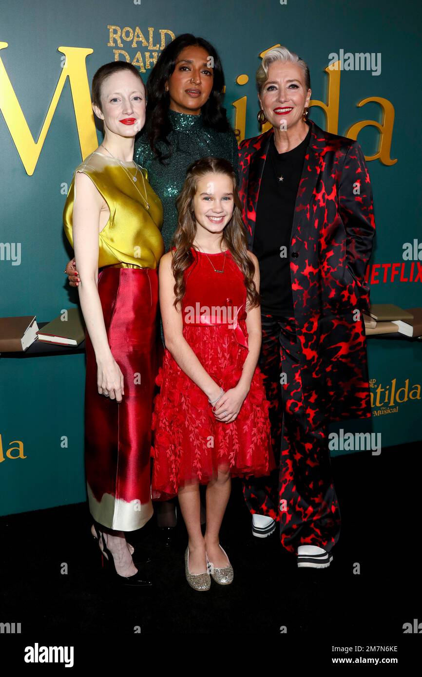 Actors Andrea Riseborough, from left, Sindhu Vee, Alisha Weir and Emma ...