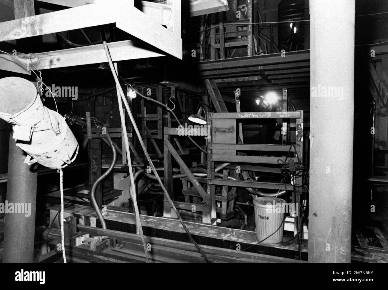 An interior view of auxiliary machine room No. 1 onthe guided missile ...
