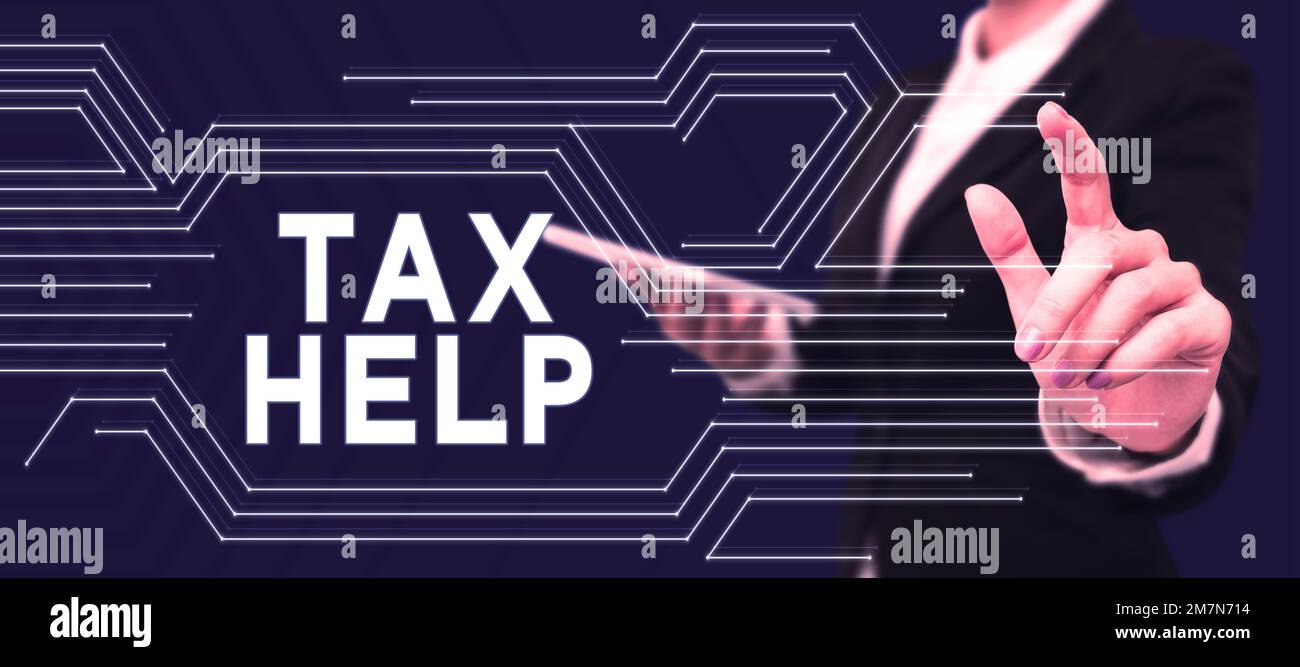 Hand writing sign Tax Help. Business idea Assistance from the ...