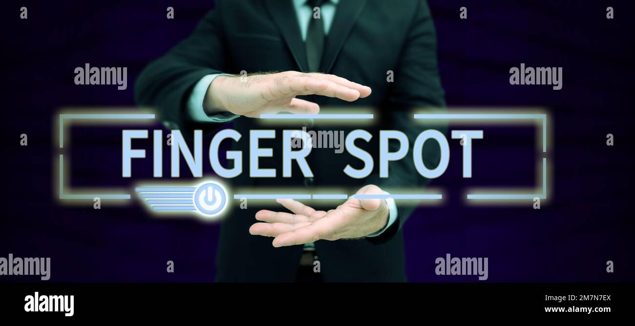 Text caption presenting Finger Spot. Business approach Small fluid ...