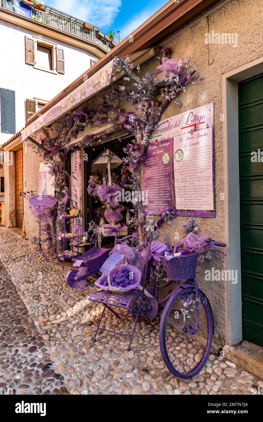 Lavender store, Malcesine, Lake Garda, Italy, Europe Stock Photo - Alamy