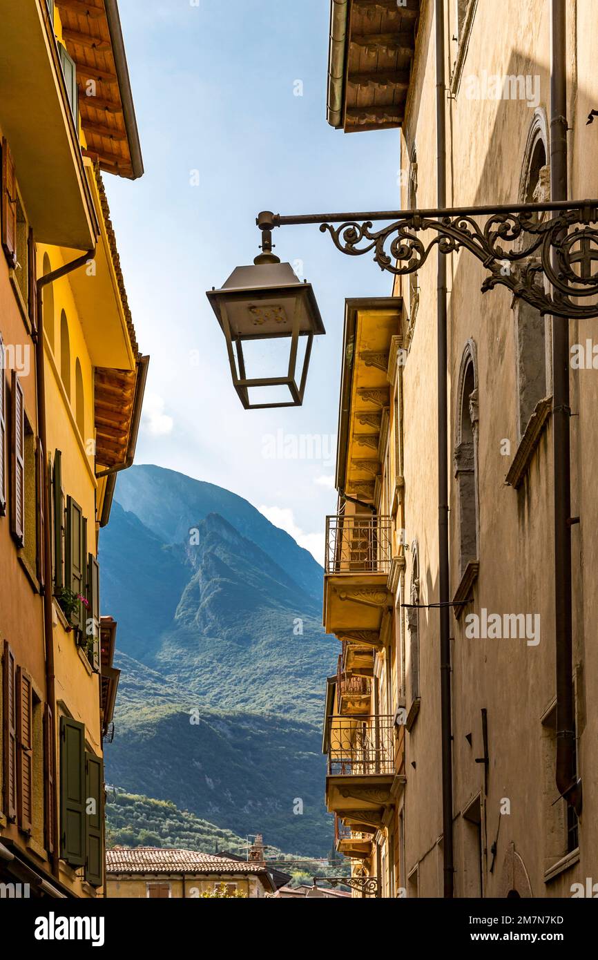 Street light, LED lighting, Malcesine, Lake Garda, Italy, Europe Stock ...