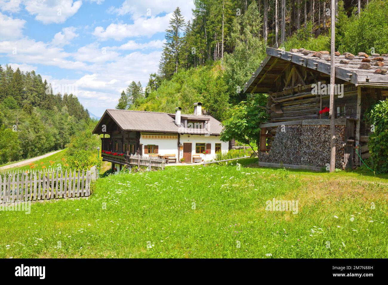 South Tyrolean farm in Val d'Ultimo Stock Photo - Alamy