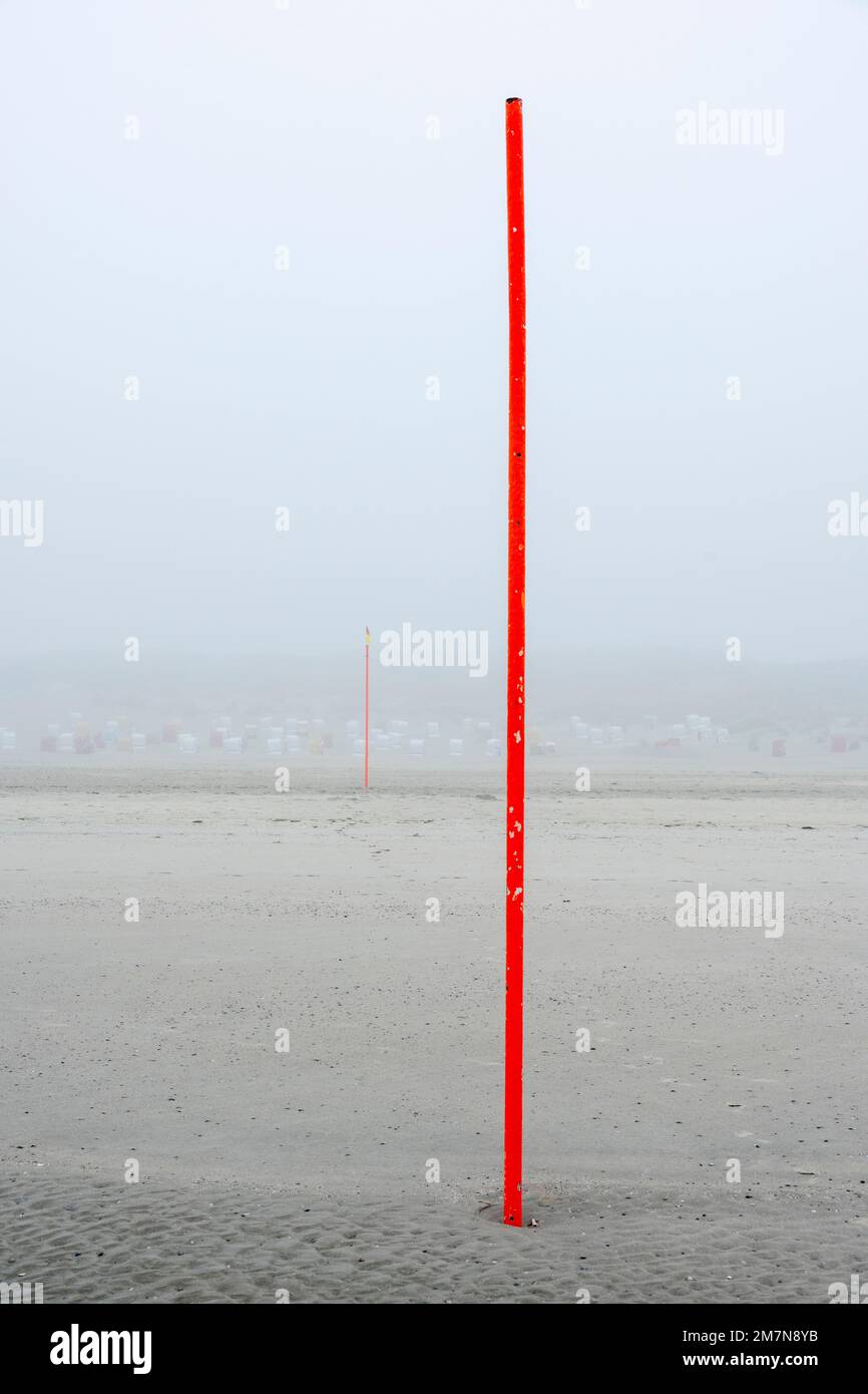 Germany, East Frisia, island Juist, bar to delimit the guarded beach ...
