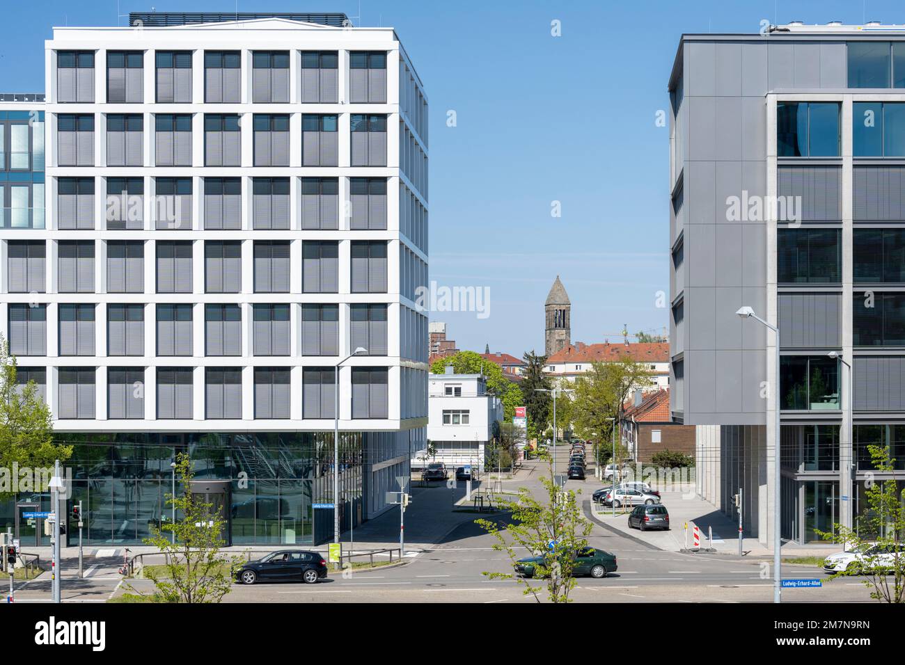 Germany, Baden-Württemberg, Karlsruhe, modern offices on Ludwig-Erhard ...
