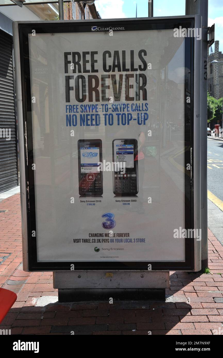 Free Calls forever - 3 Mobile Advert 2009 Stock Photo - Alamy