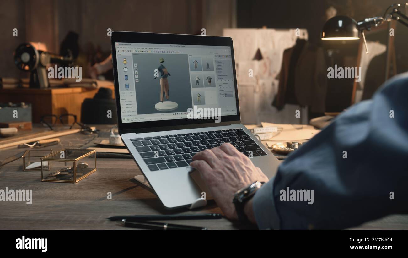 Fashion designer creates clothes and develops future wear collection in ...