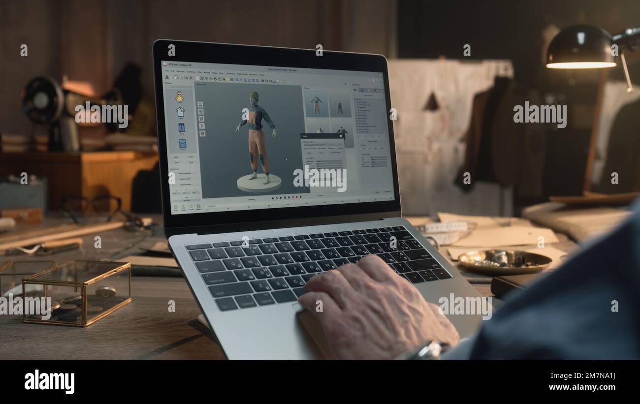 Fashion designer creates clothes and develops future wear collection in ...