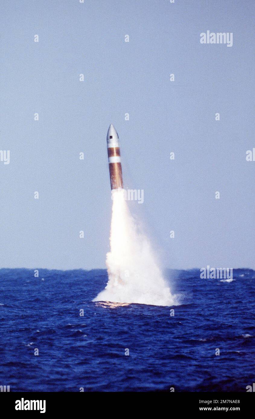 A Poseidon C-3 (UGM-73A) fleet ballistic missile lifts off after being ...