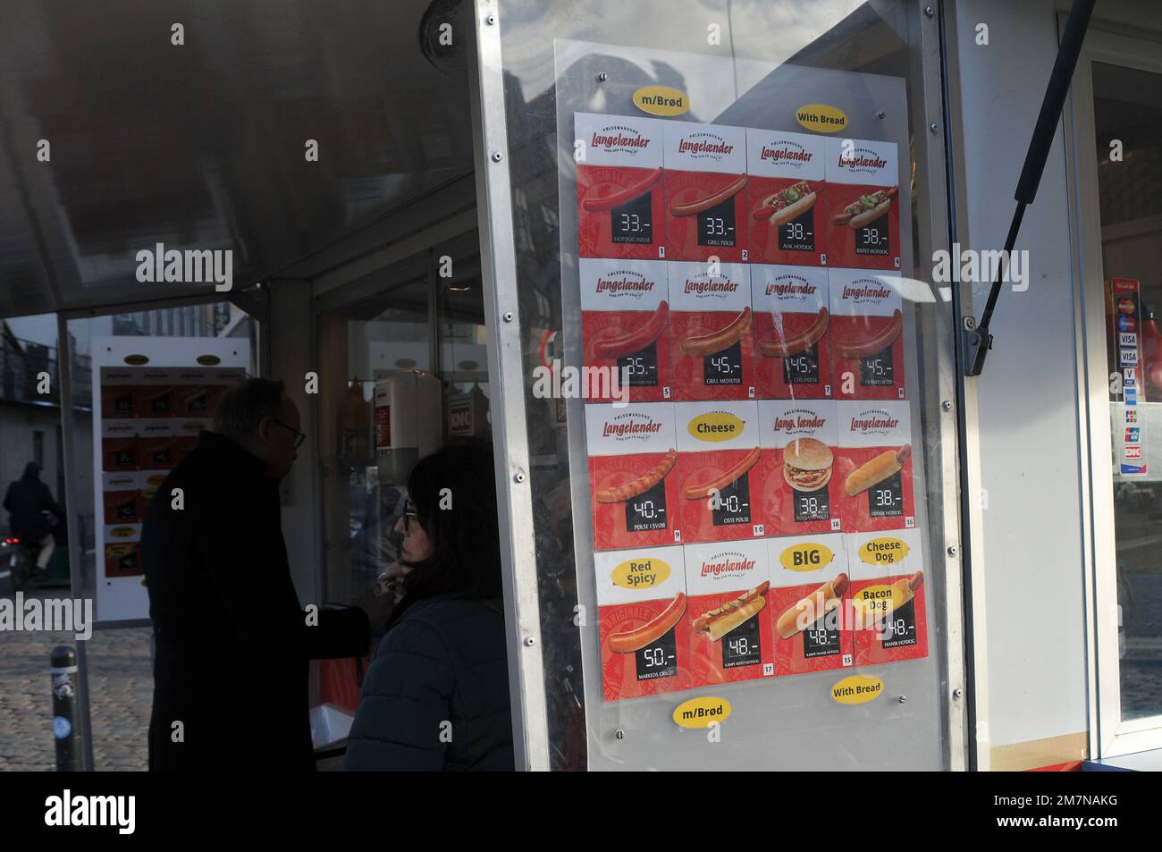 Copenhagen/Denmark/10 January 2023/ Danish fast food hot dog van in ...