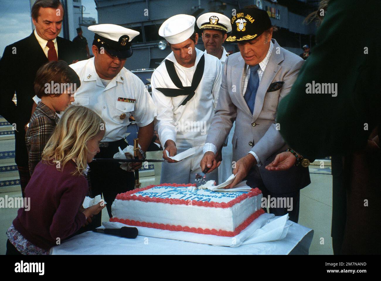 After the Bob Hope show aboard the amphibious assault ship USS IWO JIMA ...