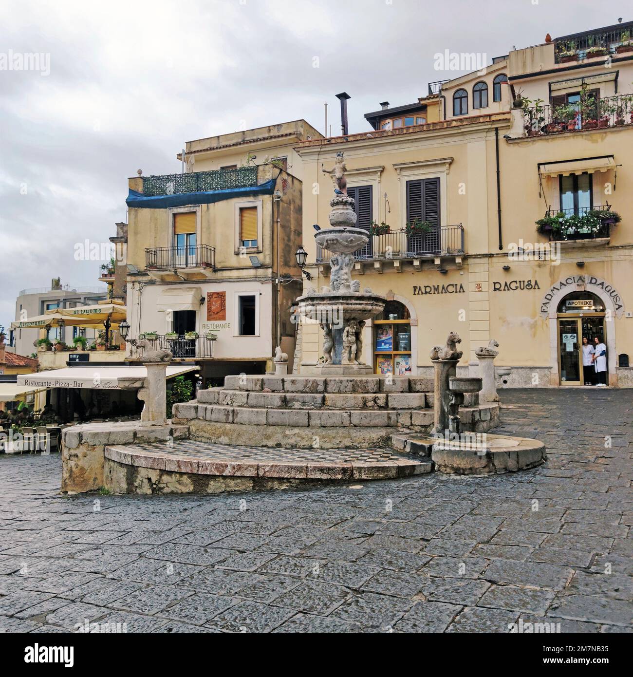 Quattro Fontane di Taormina the fountain in the cathedral square in ...