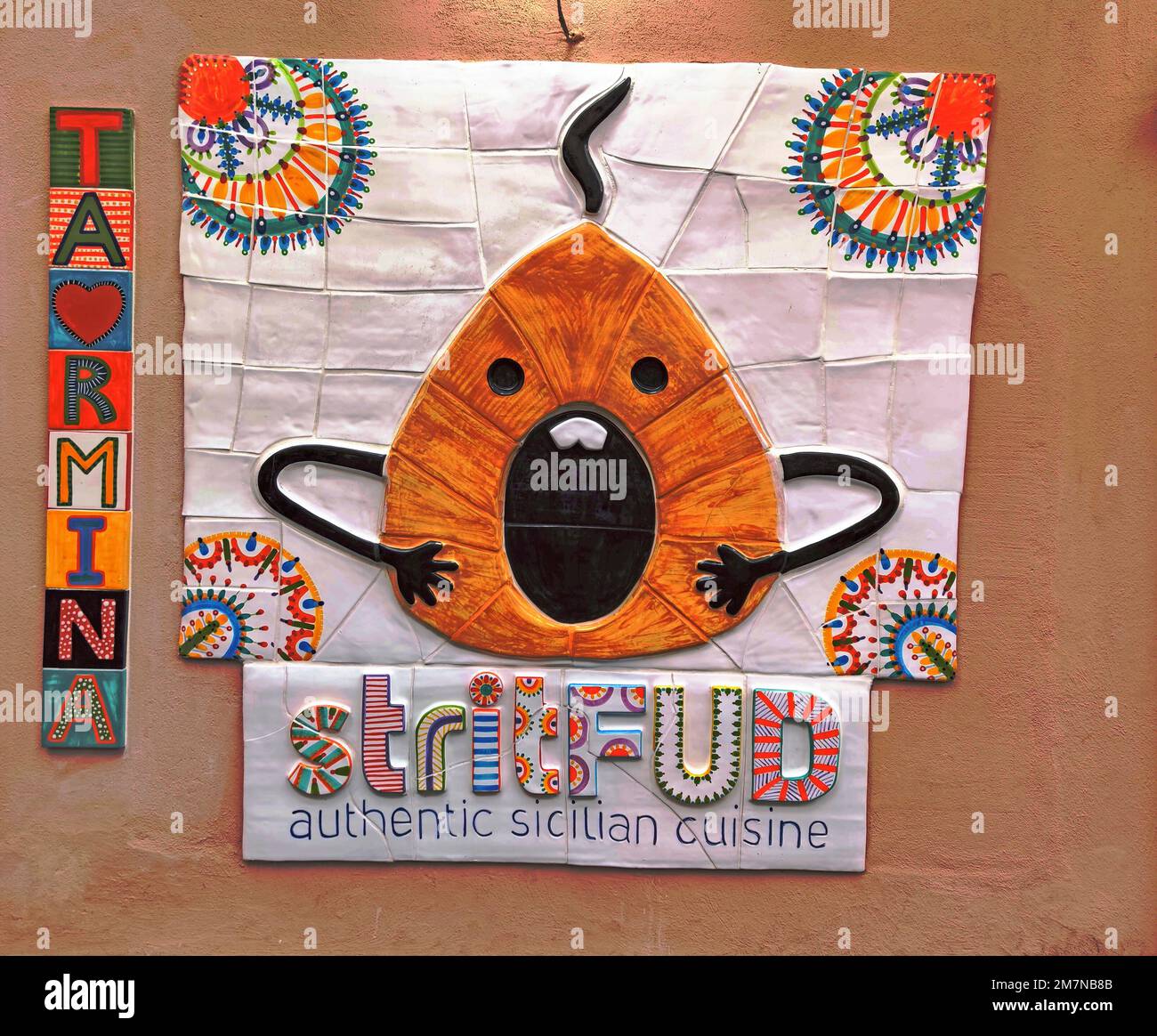 Authentic sicilian cuisine advertising in taormina hi-res stock ...