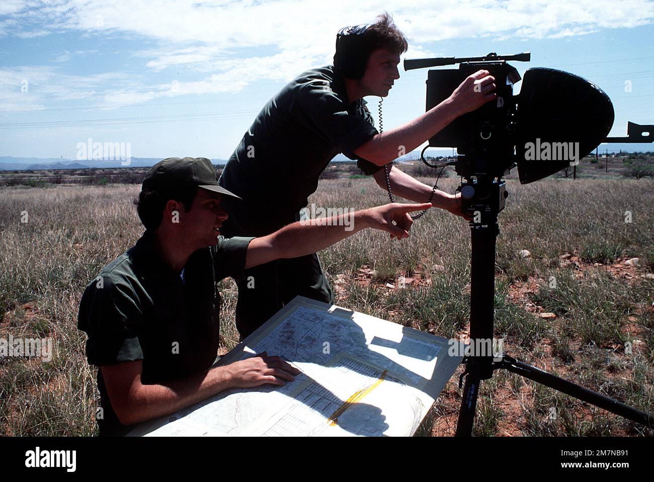 U.S. Army ground radar technicians operate an AN/PPS-5 combat ...